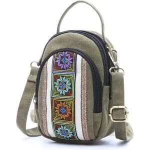 Bags | Womens S3 Army Green Vintage Embroidered Cute Mini Cross Body ...